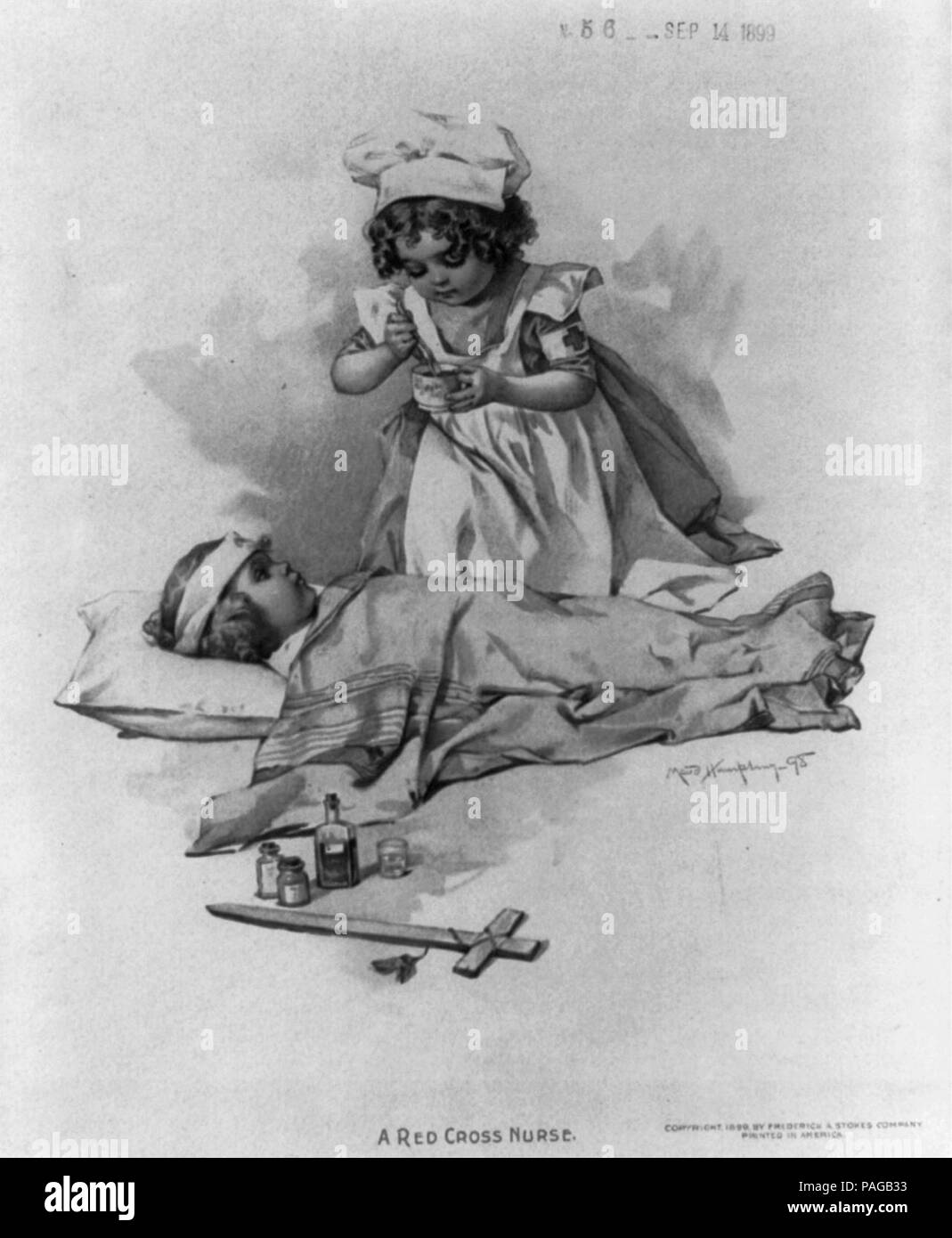 Infirmière de la croix rouge Banque d'images noir et blanc - Alamy