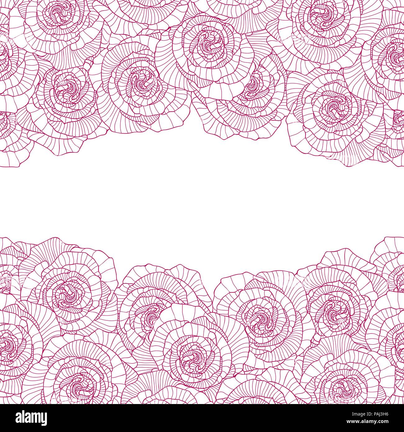 Deux fleurs rose linéaire sur fond blanc Image Vectorielle Stock - Alamy