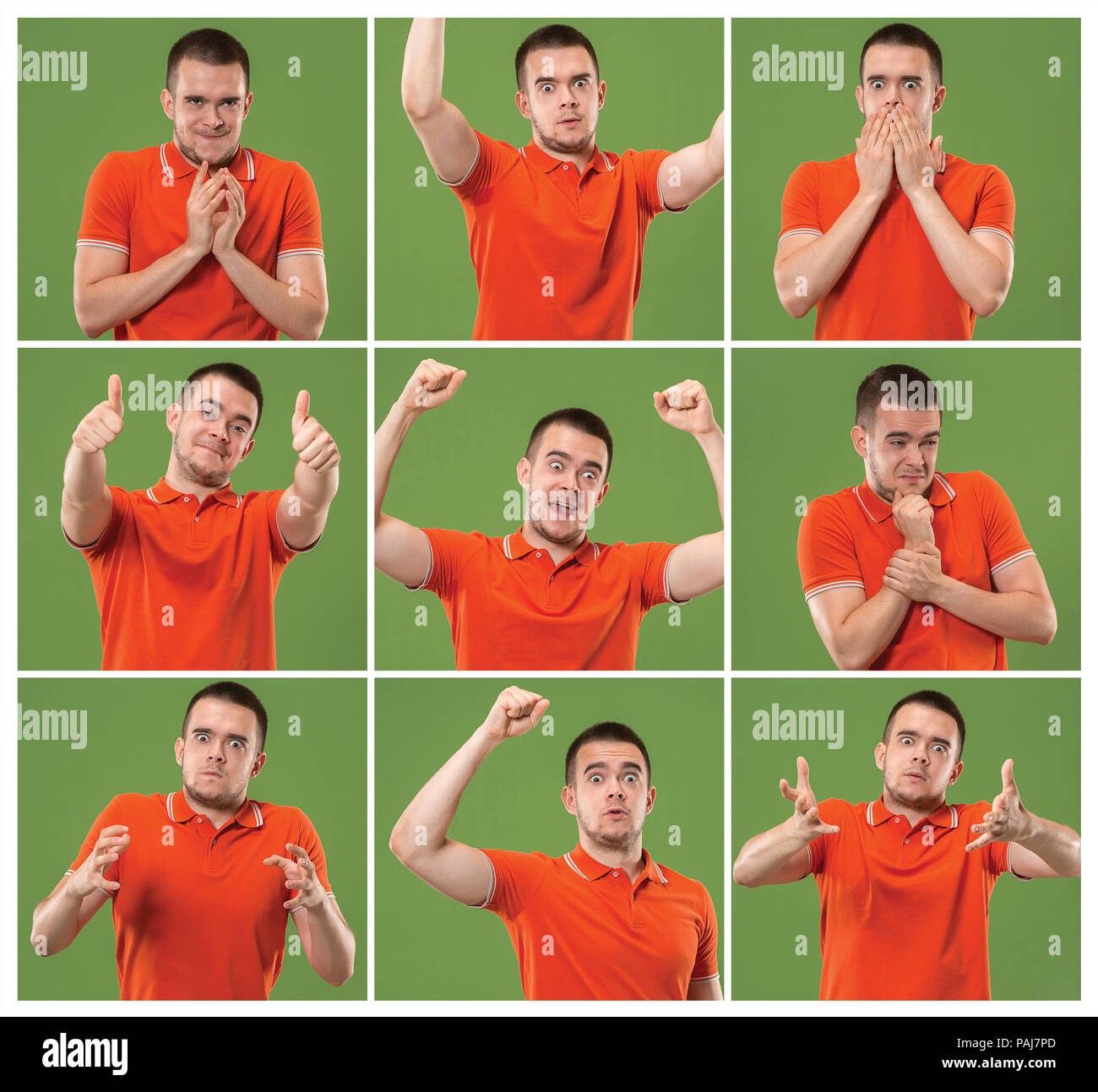 Le collage des différentes expressions du visage humain, les émotions ...