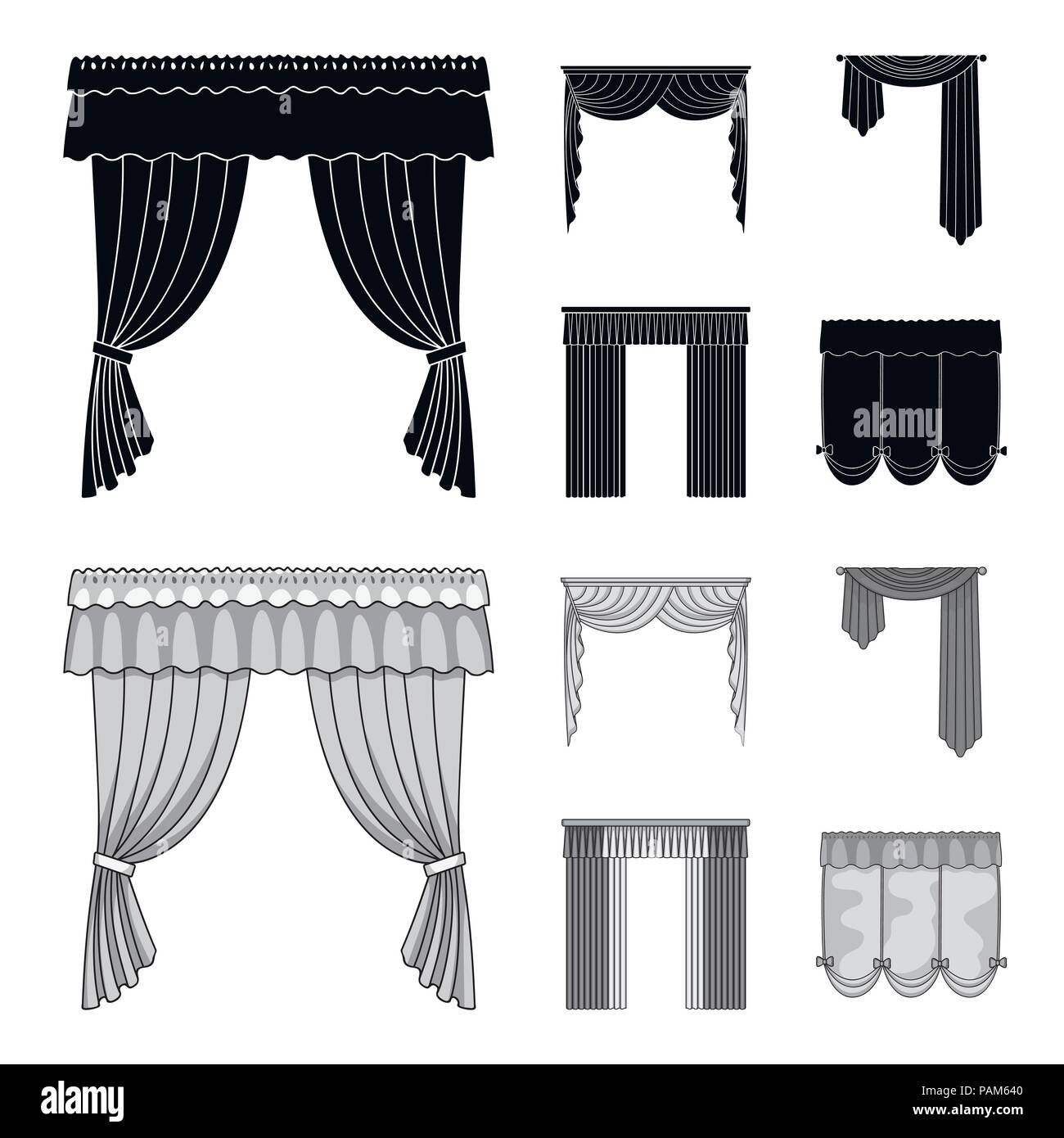 Différents types de rideaux de fenêtre rideaux.set collection icônes de ...