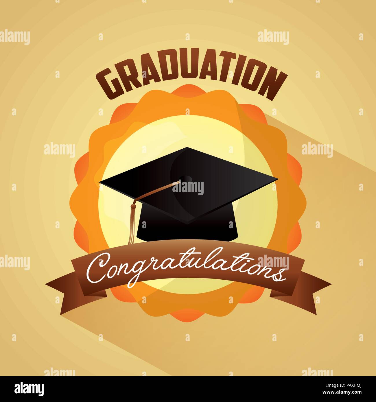 Félicitations graduation hat emblème de l'école vector illustration ...