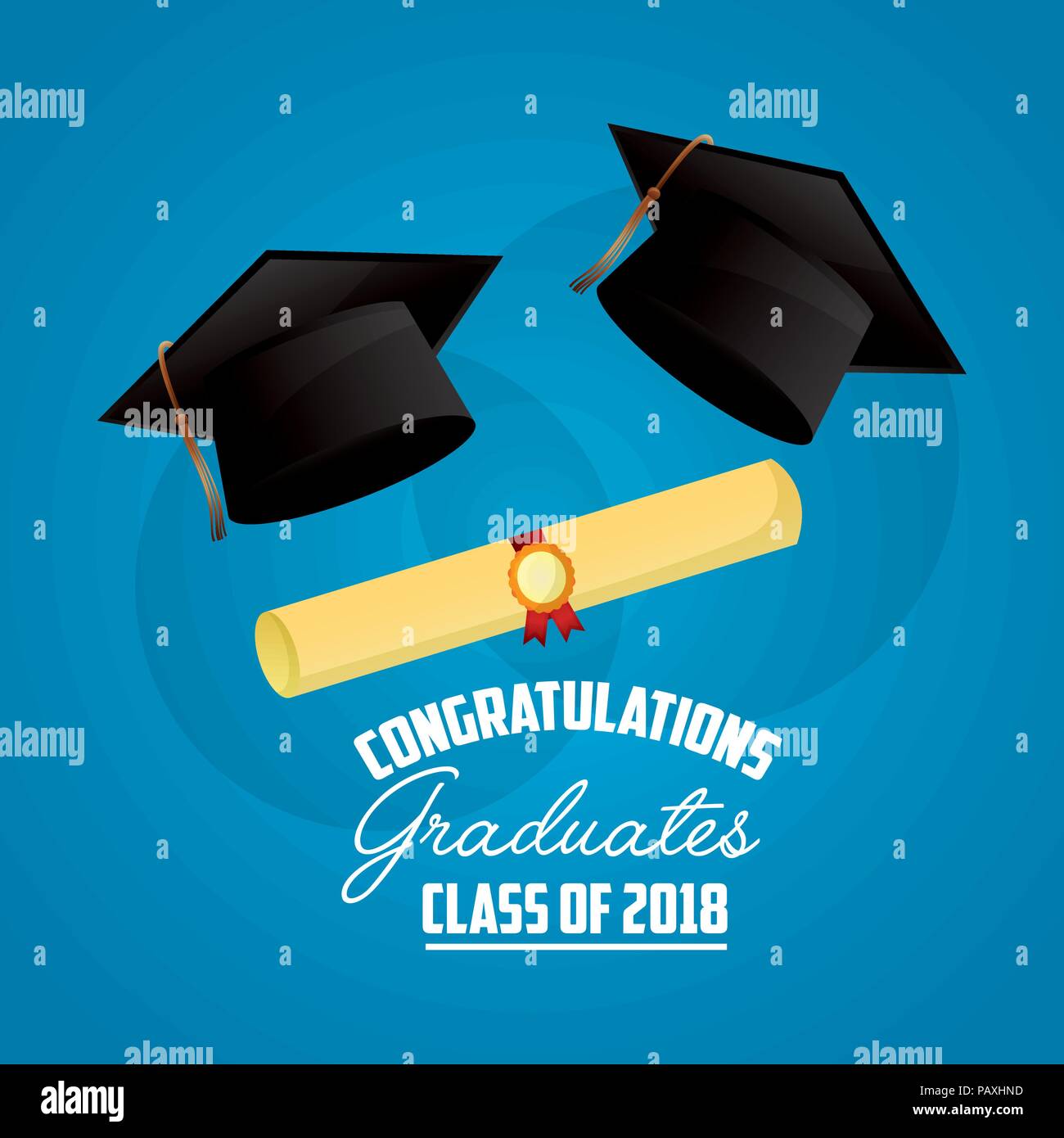 Classe de 2018 diplômés félicitations hat roll carte diplôme vector ...