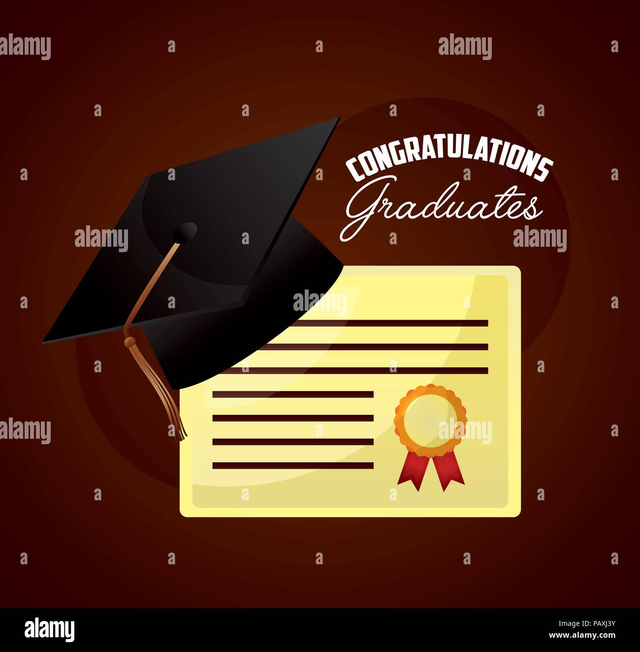 Les diplômés félicitations hat le prix diplôme vector illustration ...