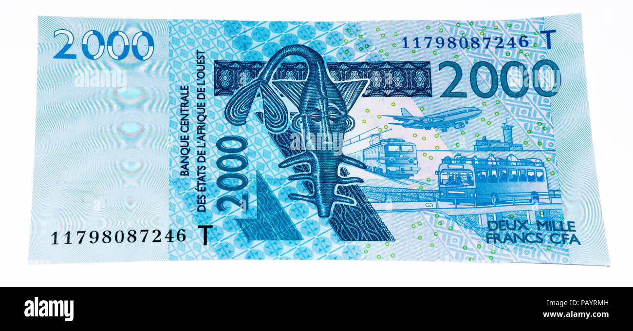 2000 franc CFA billet de banque. Franc CFA est utilisé dans 14 pays ...