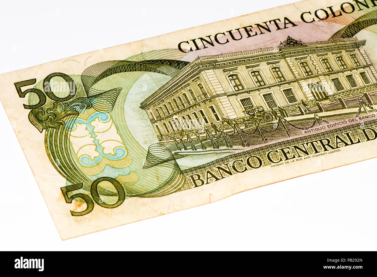 50 colones du Costa Rica billet de banque. Colones est la monnaie ...