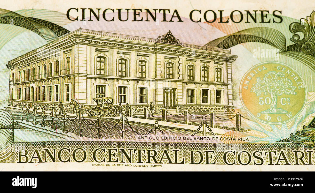 50 colones du Costa Rica billet de banque. Colones est la monnaie ...