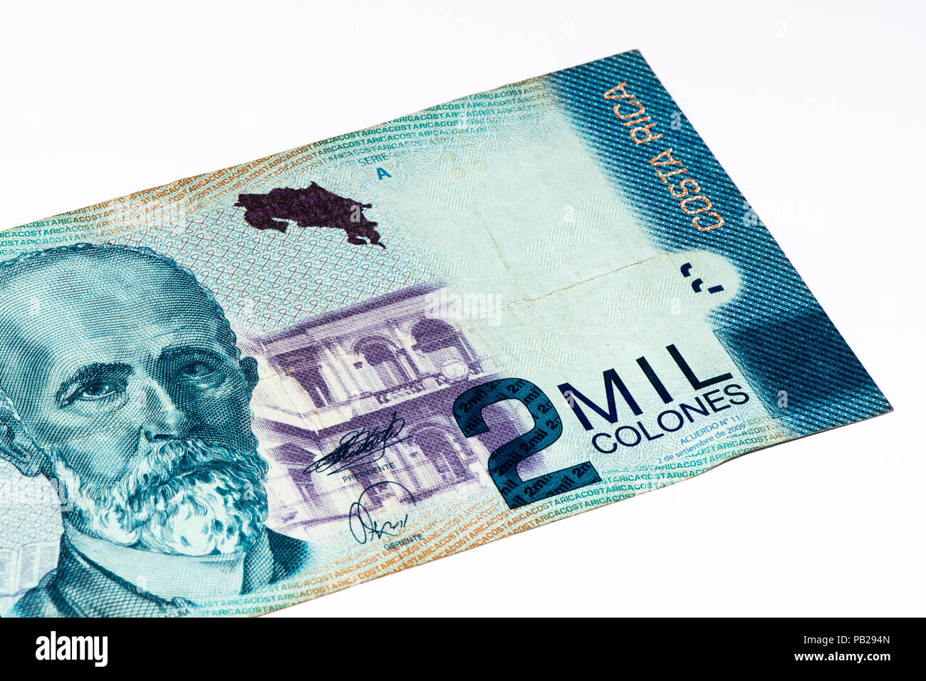 2000 colones du Costa Rica billet de banque. Colones est la monnaie ...