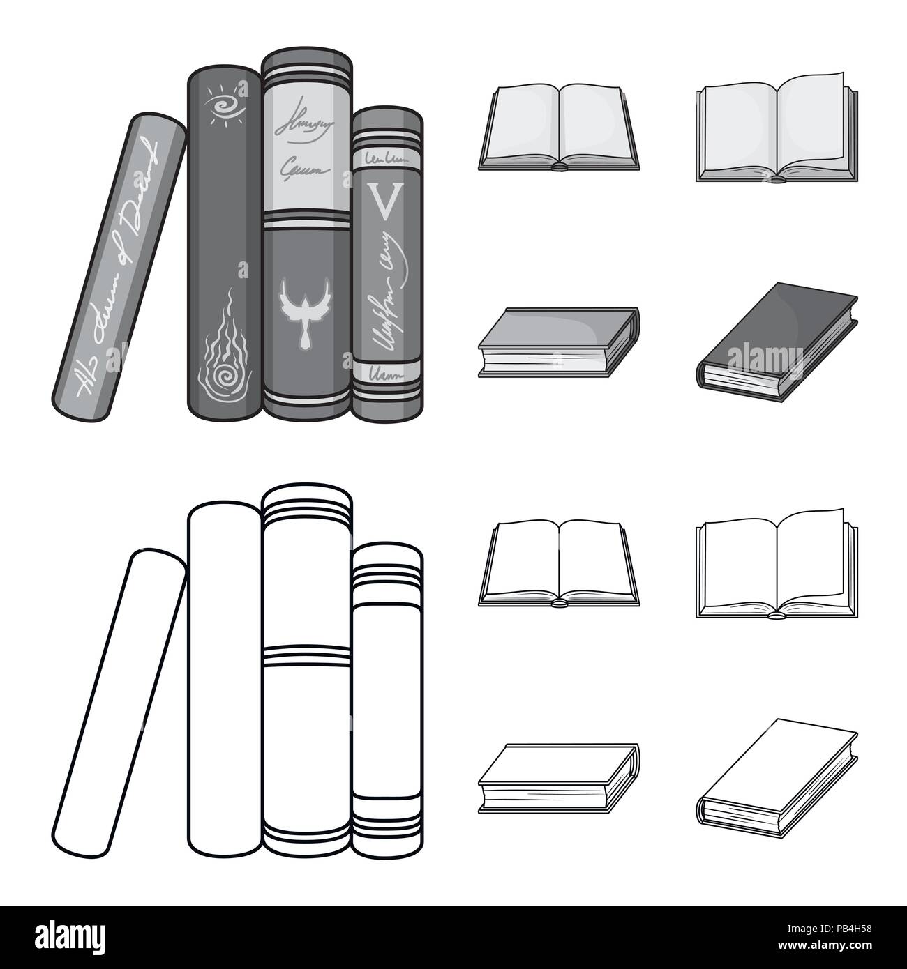 Différents types de livres. Livres collection set icônes de style ...