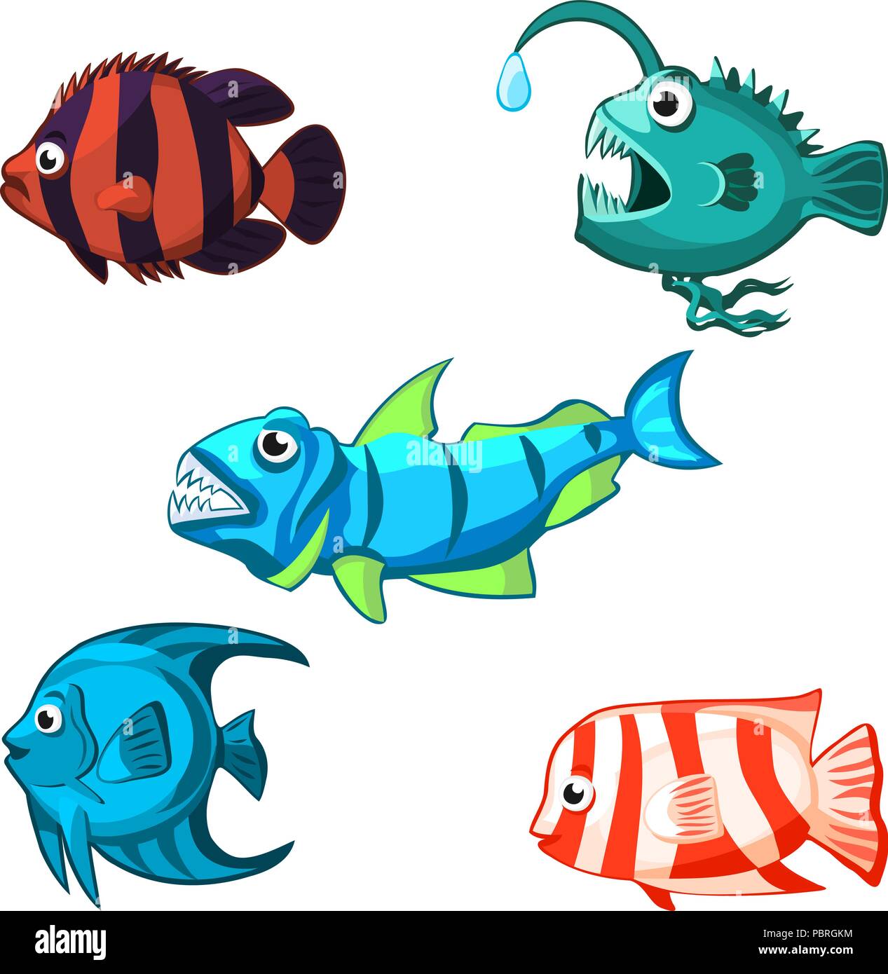 Group funny cartoon fish sea Banque d'images vectorielles - Alamy