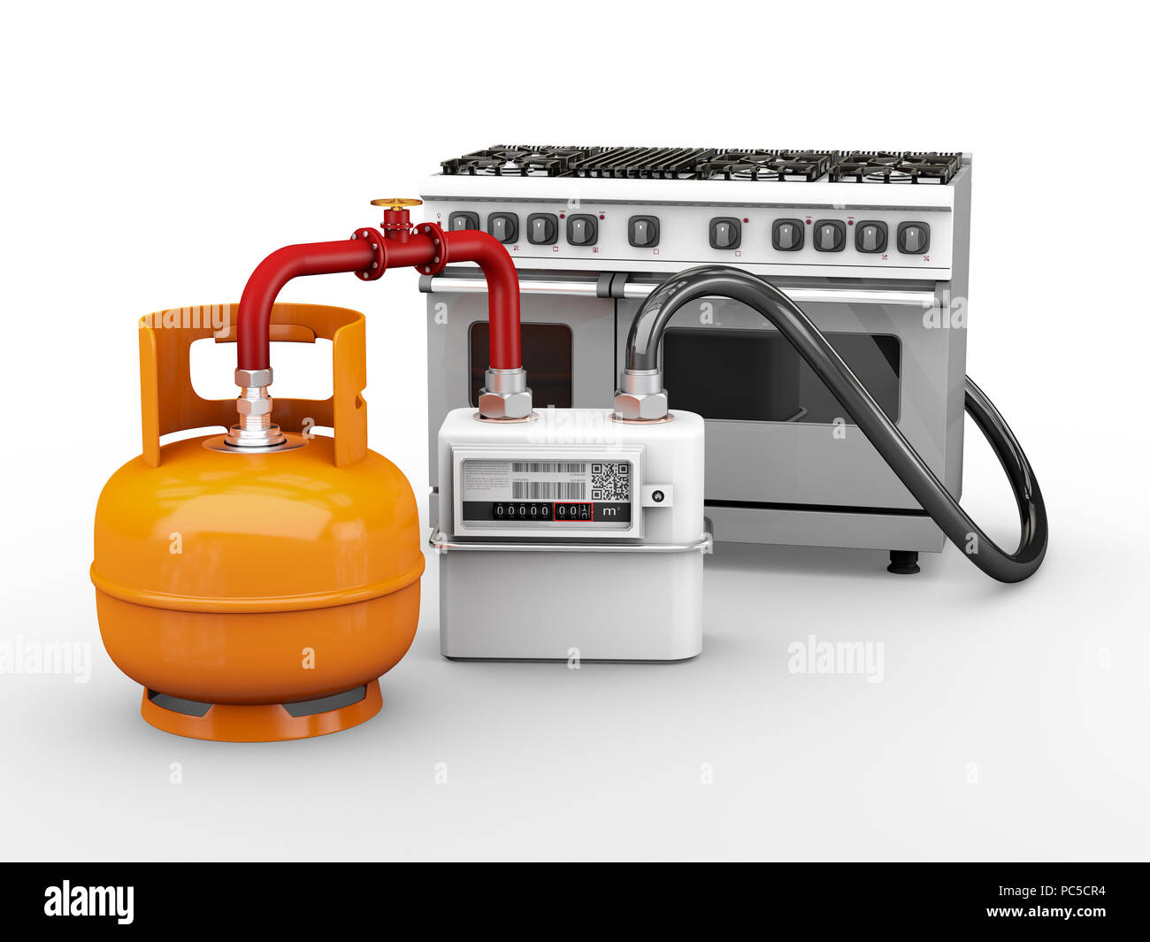 3d illustration de bouteilles de propane avec compteur de gaz et ...