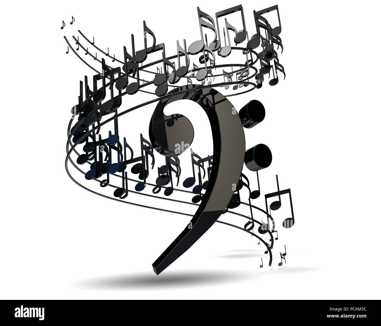3d illustration de notes de musique et les signes d'abstract music ...