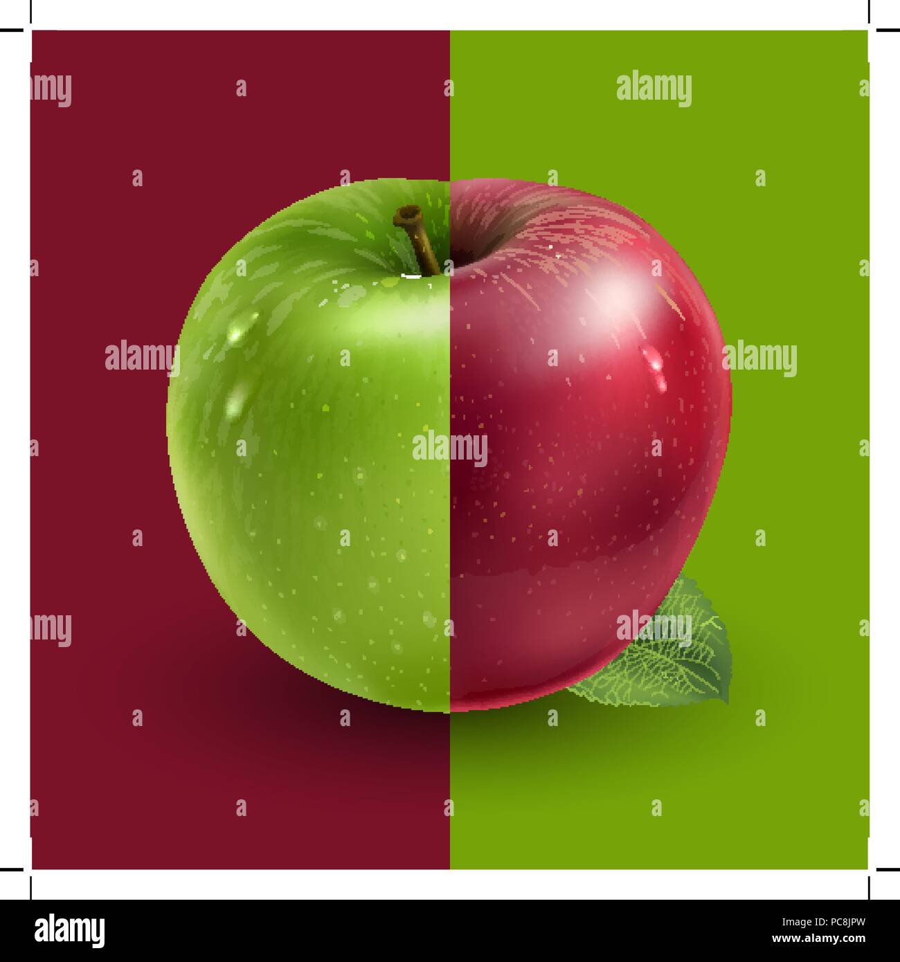 Pomme verte rouge Banque d'images vectorielles - Alamy