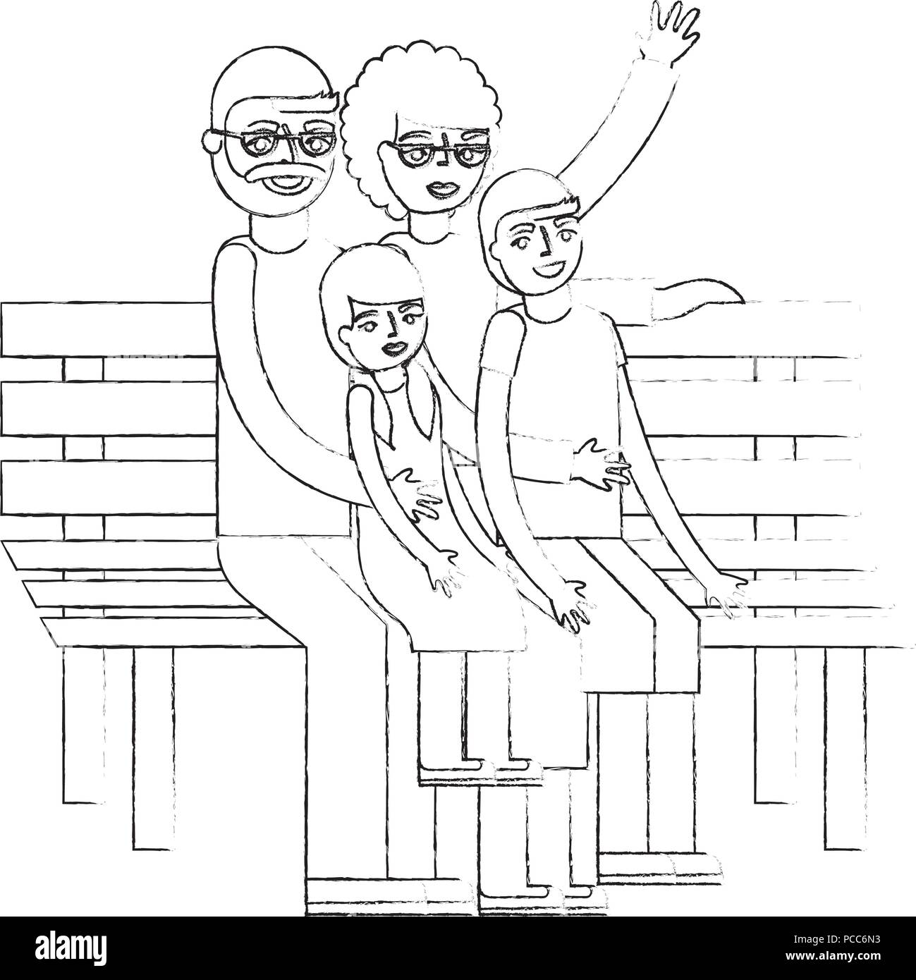 Homme Et Femme Assis Sur Une Banquette Banque Dimages Vectorielles Alamy