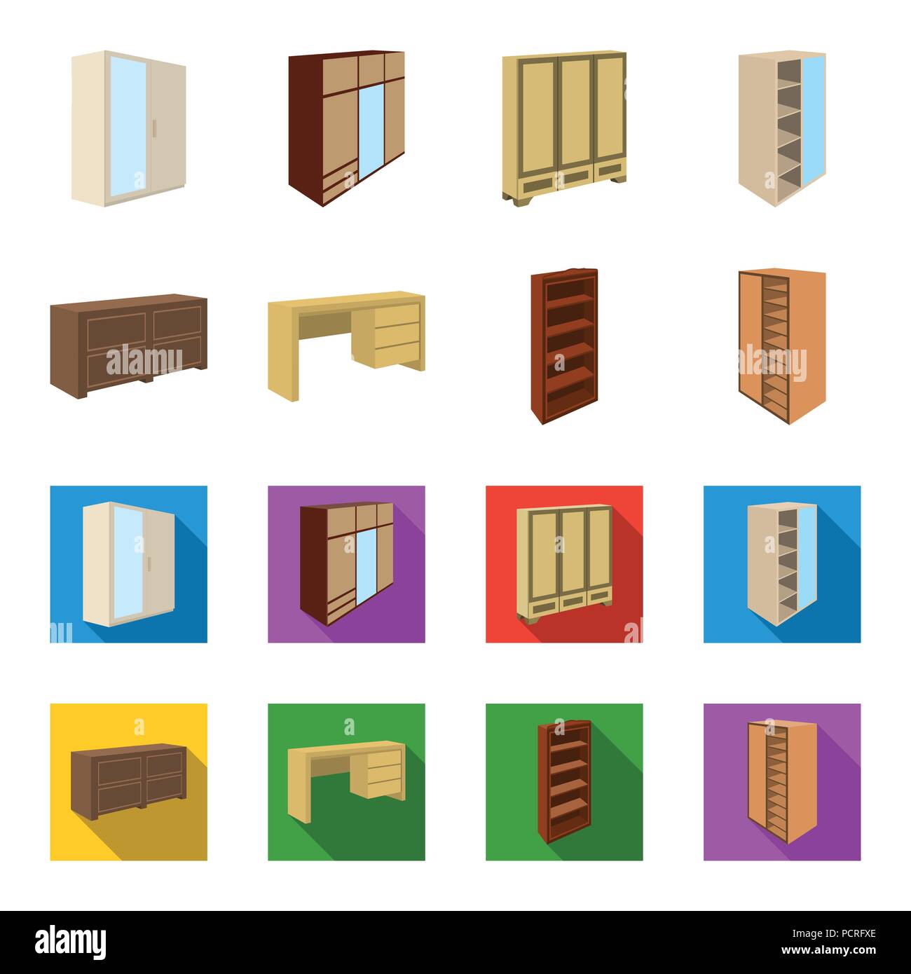 Armoire avec miroir, armoire, étagères avec mezzanines. Meubles de ...