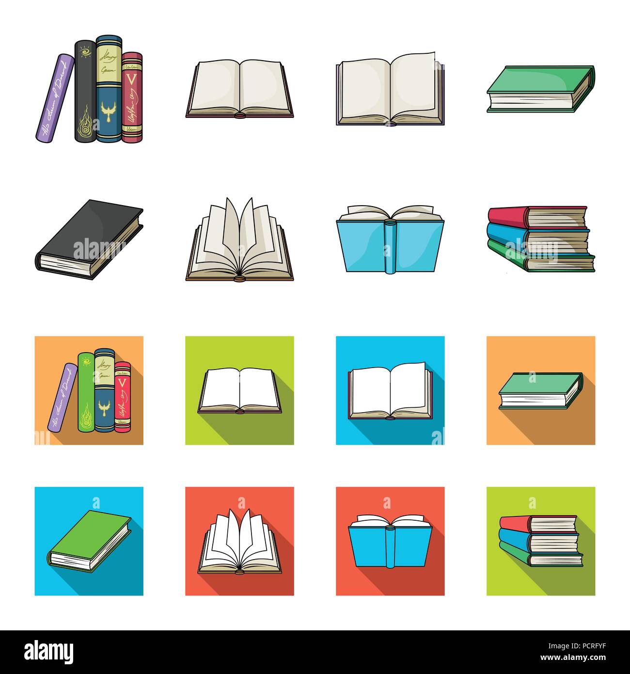 Différents types de livres. Livres collection set icônes de style ...