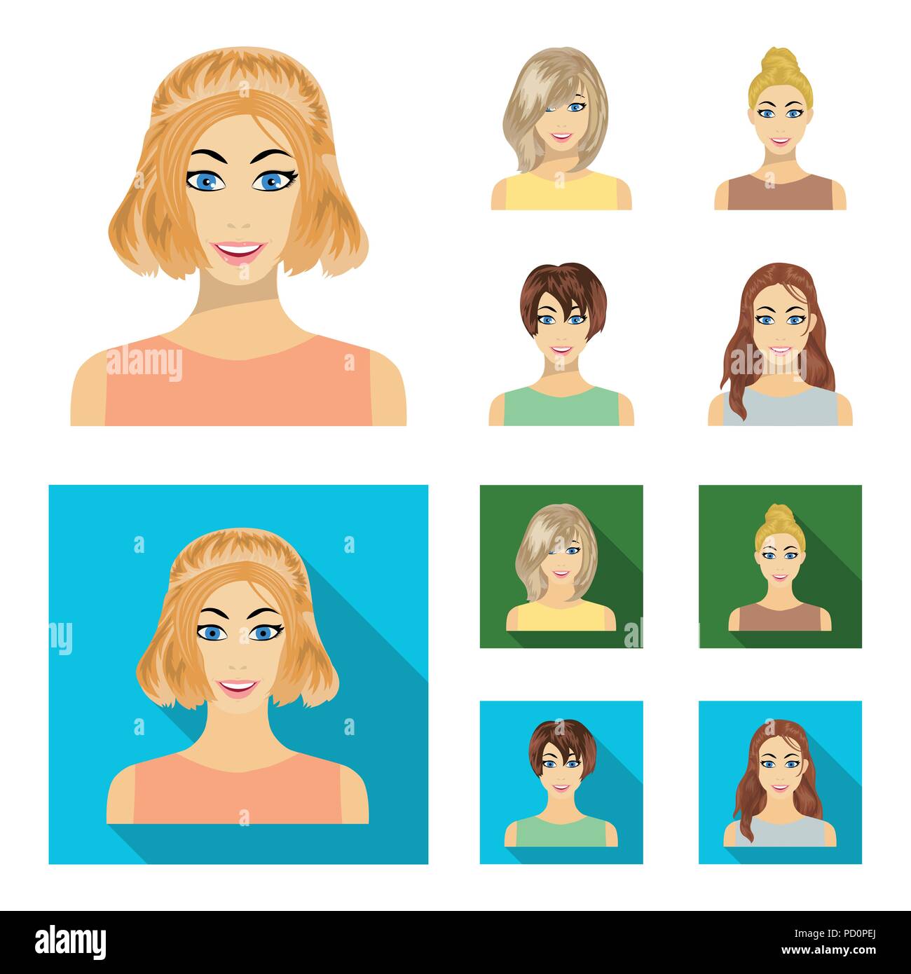 Types de coiffures femme cartoon,télévision icônes de collection set ...