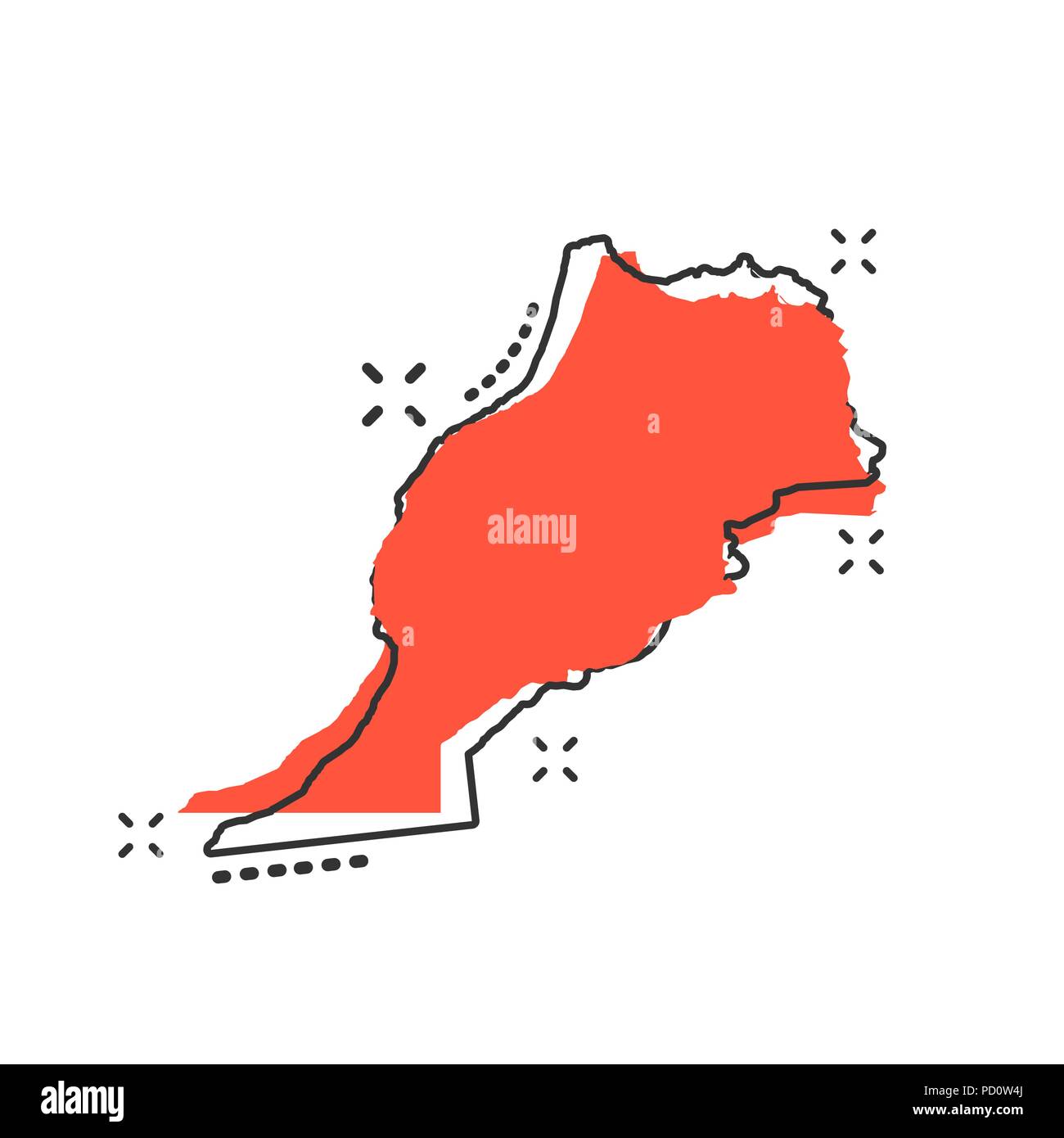 Vector cartoon Maroc carte icône dans le style comique. Le Maroc signe ...