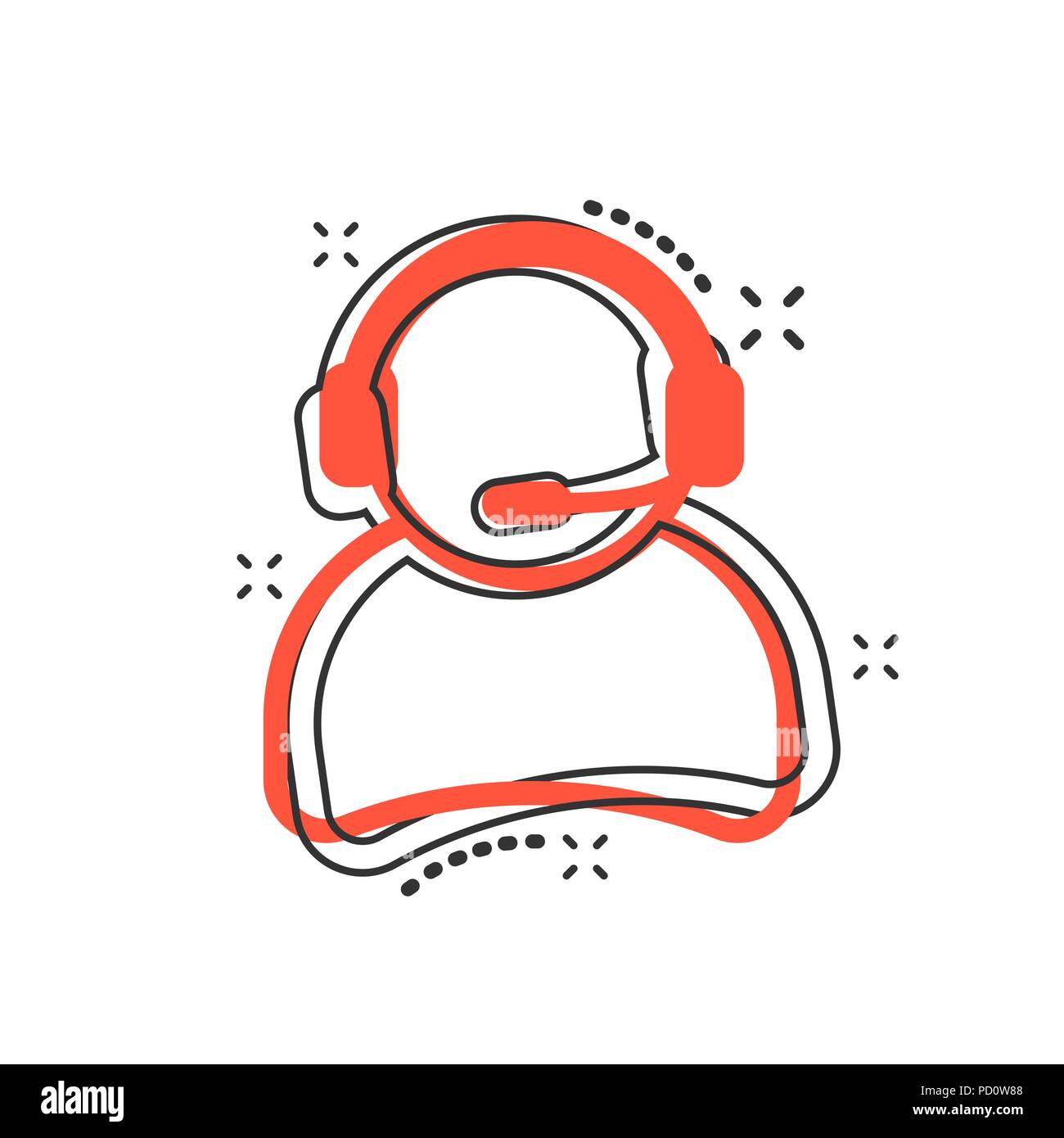 Vector cartoon opérateur à l'icône du microphone dans le style comique ...