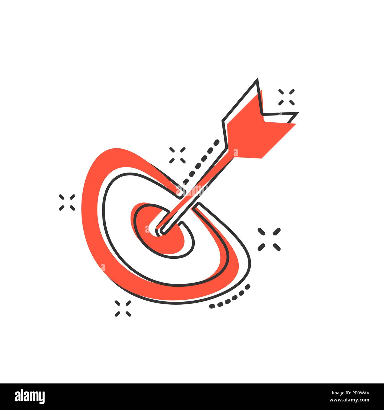 Cartoon Vector icône objectif cible dans le style comique. Le jeu de ...