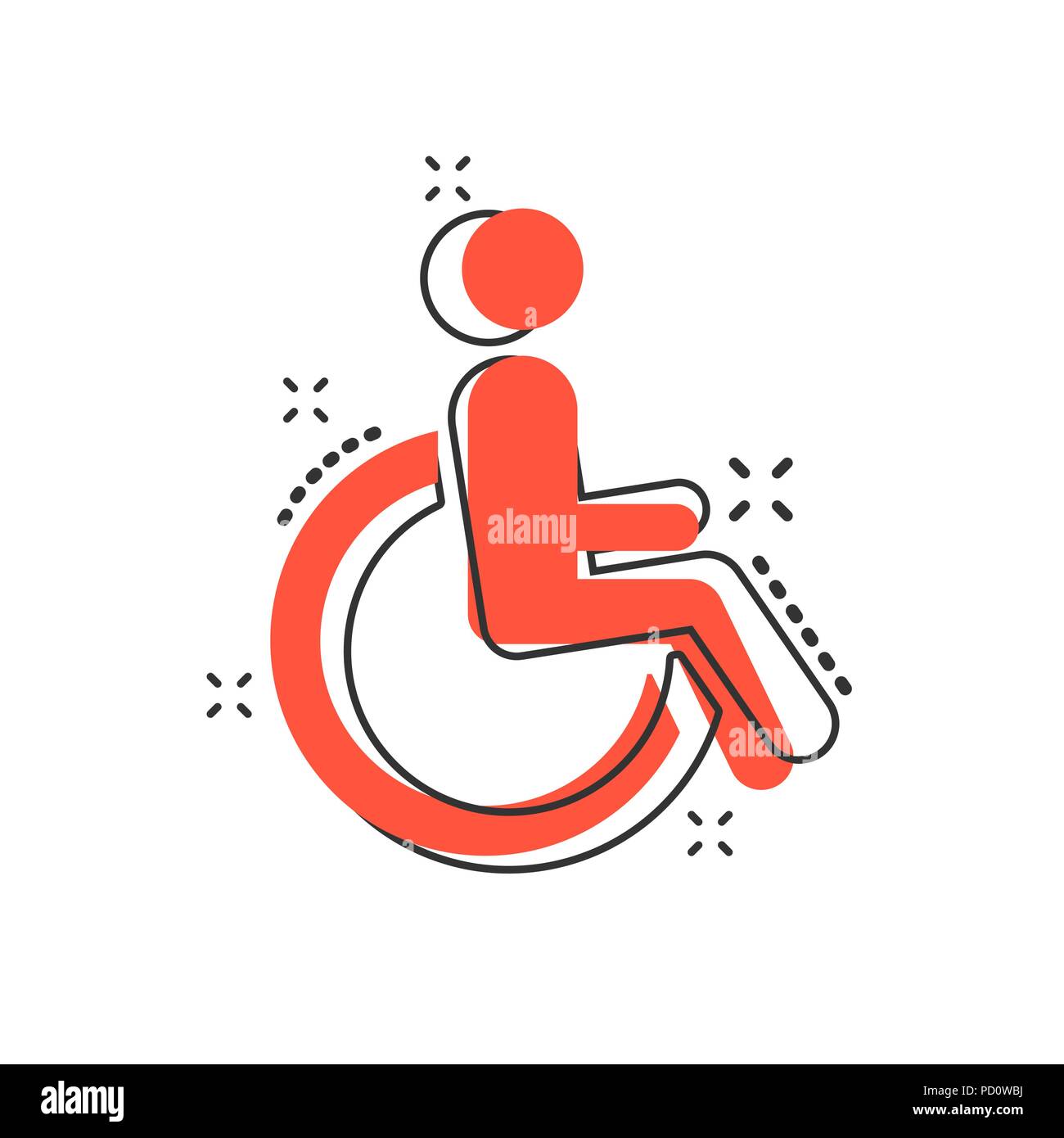 Vector cartoon man in wheelchair icône dans le style comique. Signe non ...
