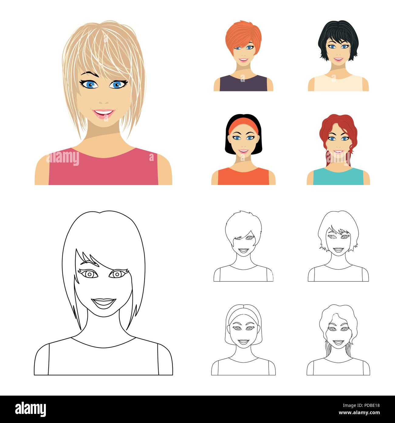 Types de coiffures femme cartoon,exposer des icônes dans la collection ...