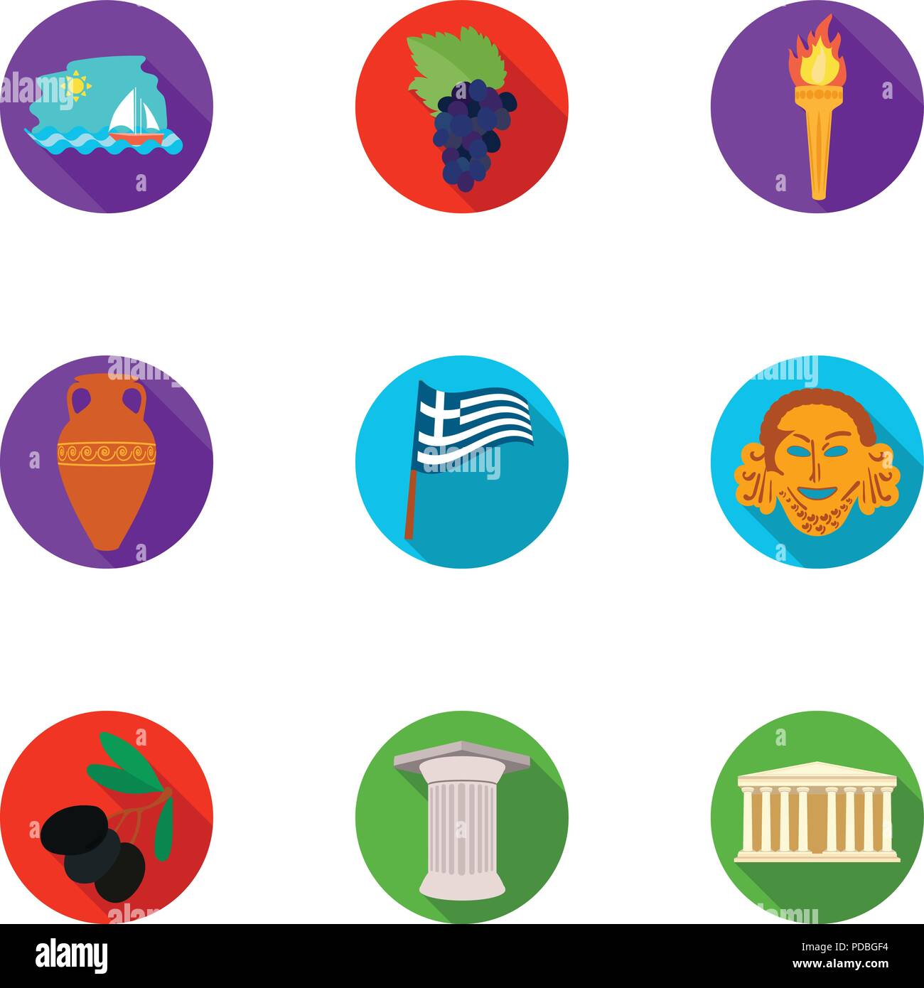 Jeu de la Grèce d'icônes dans télévision design. Grande collection de ...