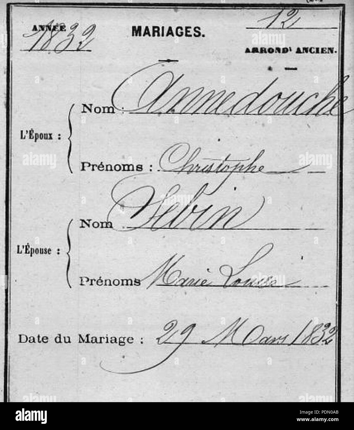 Certificat de mariage Banque d'images noir et blanc - Alamy