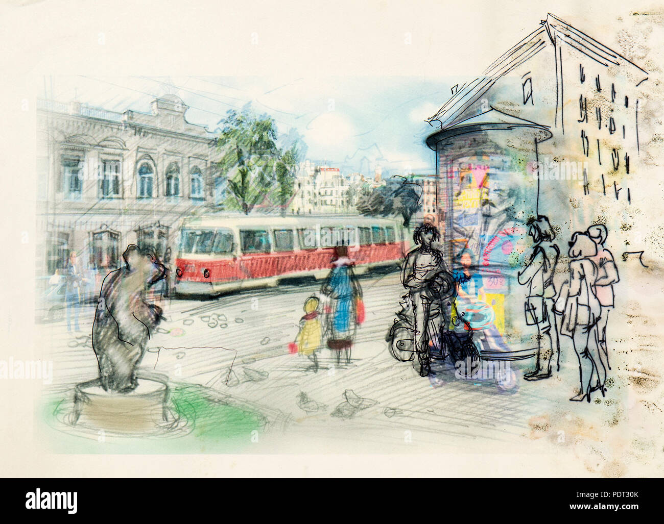 Architecture, dessin au crayon, croquis Photo Stock - Alamy