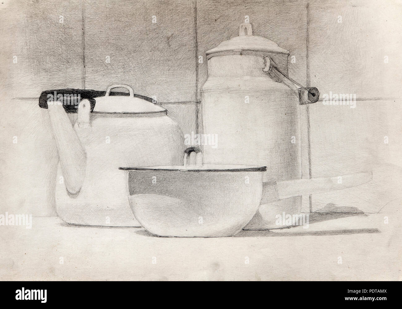 Nature morte, dessin au crayon, croquis Photo Stock - Alamy