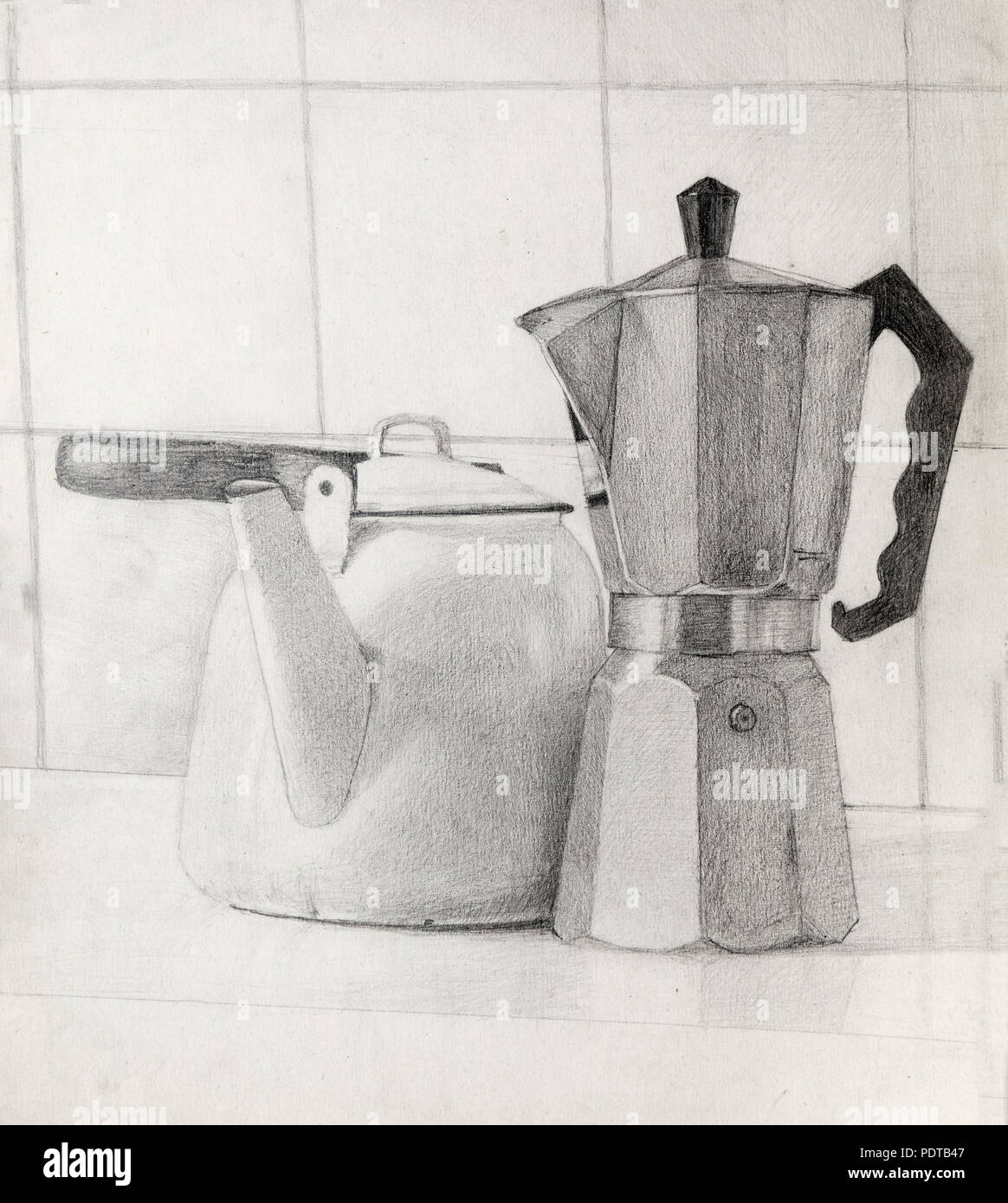 Nature morte, dessin au crayon, croquis Photo Stock - Alamy