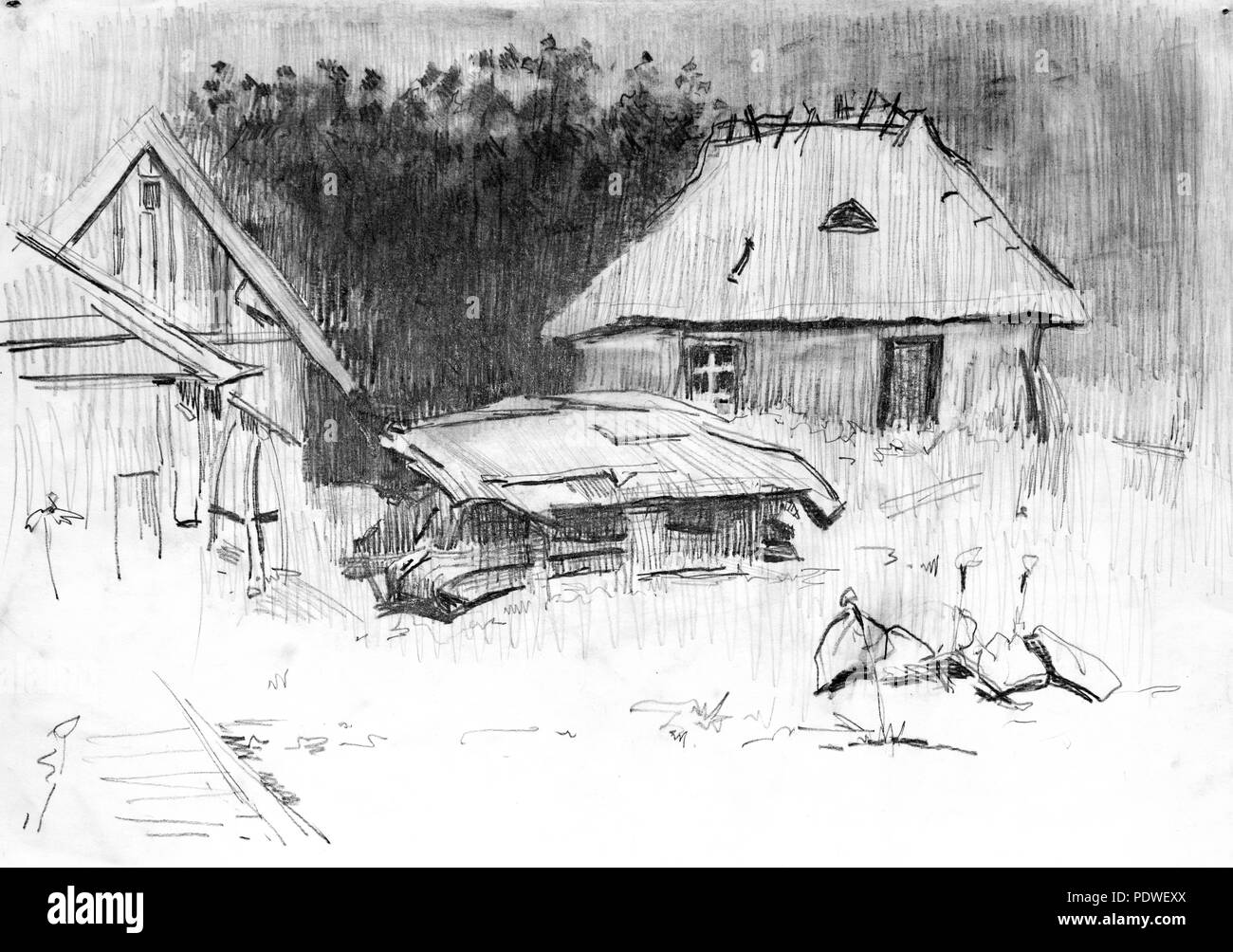 Architecture, dessin au crayon, croquis Photo Stock - Alamy