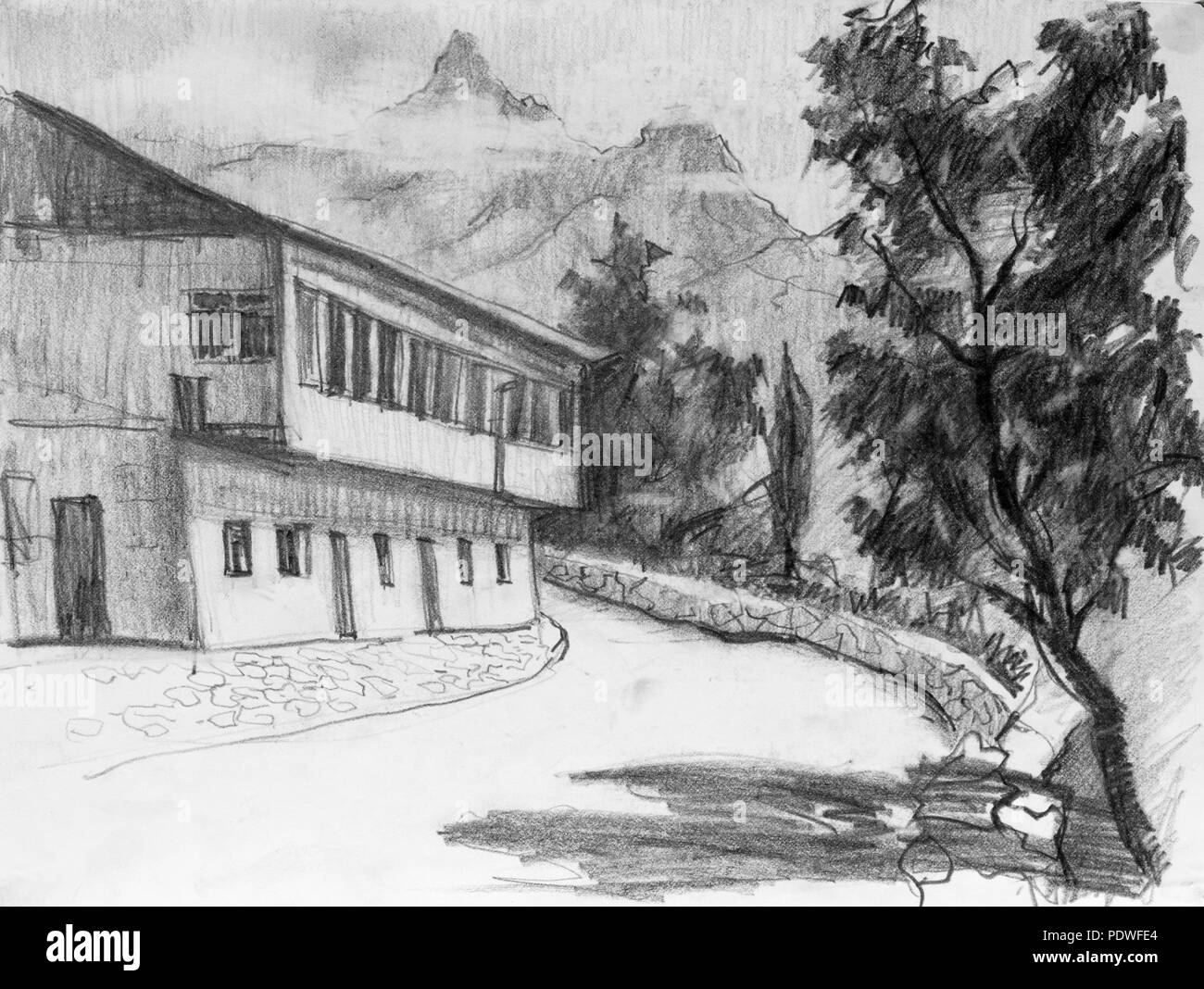 Architecture, dessin au crayon, croquis Photo Stock - Alamy
