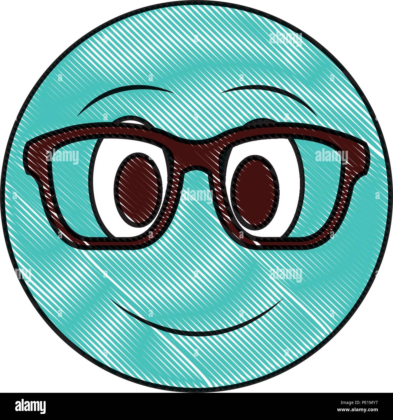 Big smiley émoticone portant des lunettes couleur du dessin libre Image ...