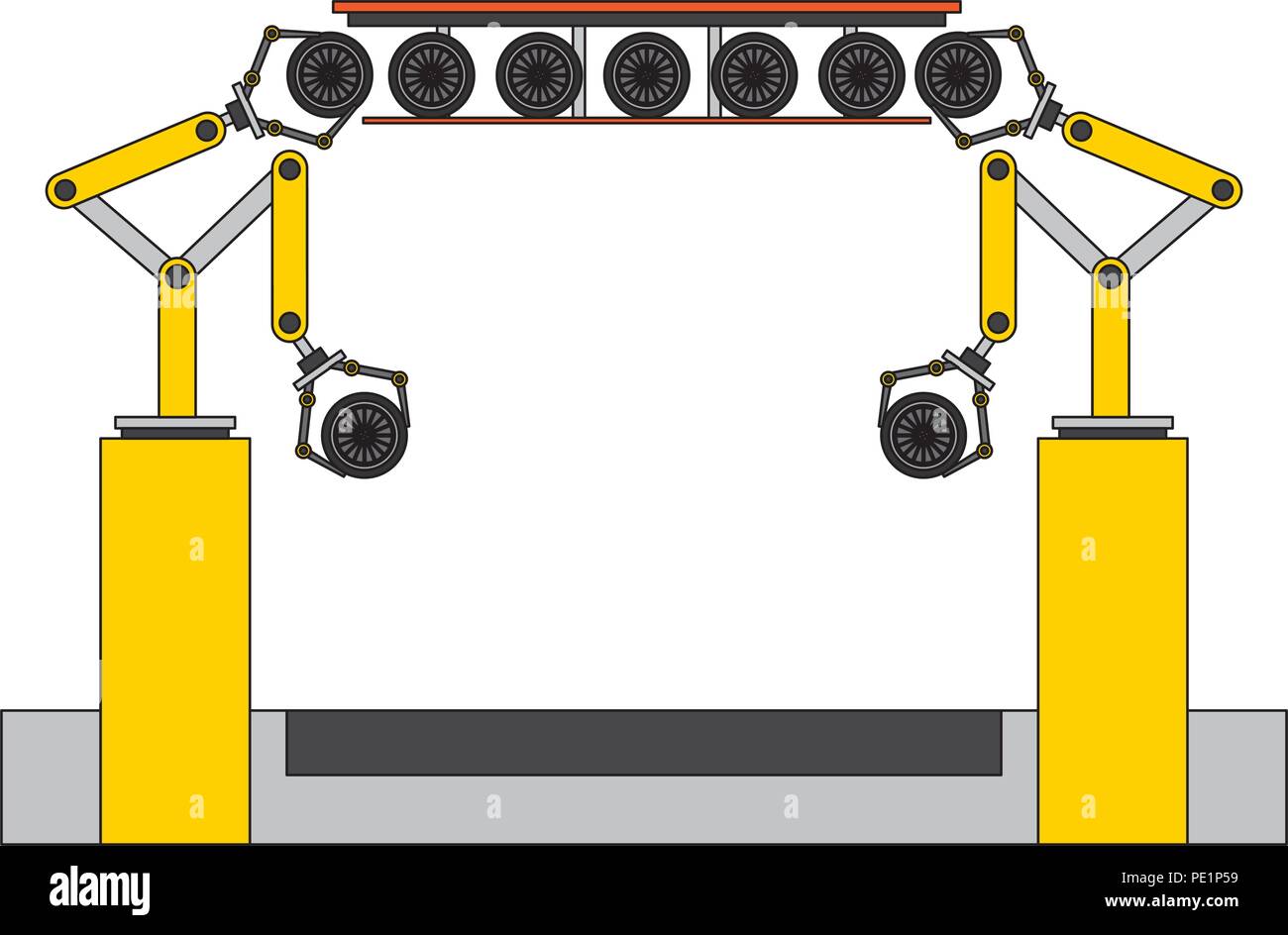 Ligne d'assemblage automatique de production de pneus auto robotique de convoyeur Image ...