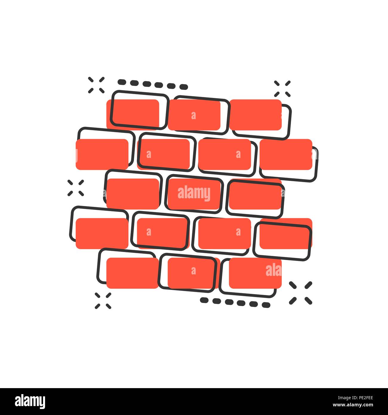 Vector cartoon mur brique icône dans le style comique. Affiche murale ...