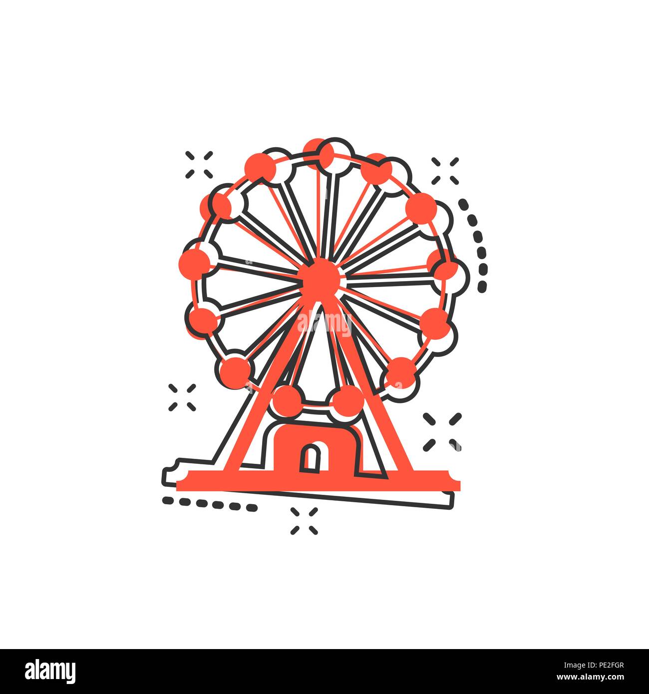 Vector cartoon grande roue icône dans le style comique. Dans Carousel ...