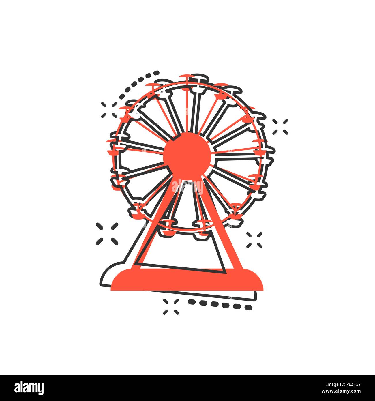 Vector cartoon grande roue icône dans le style comique. Dans Carousel ...