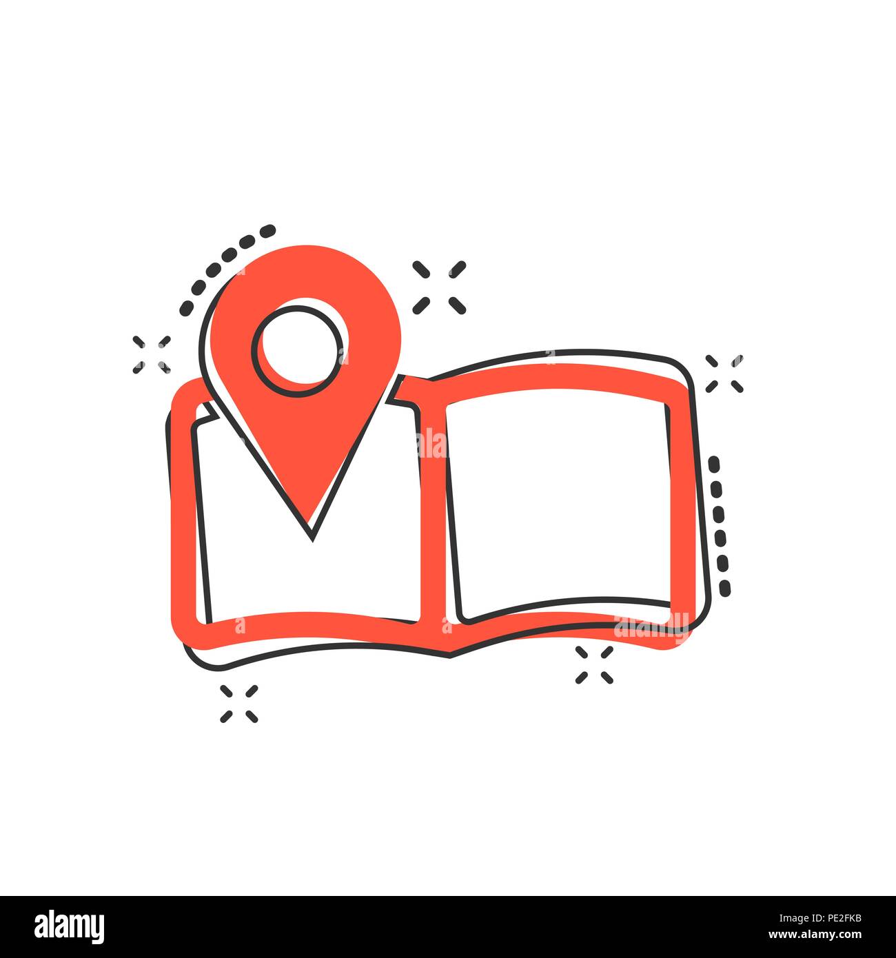 Cartoon Vector Borne sur l'icône de la carte dans le style comique. Gps ...