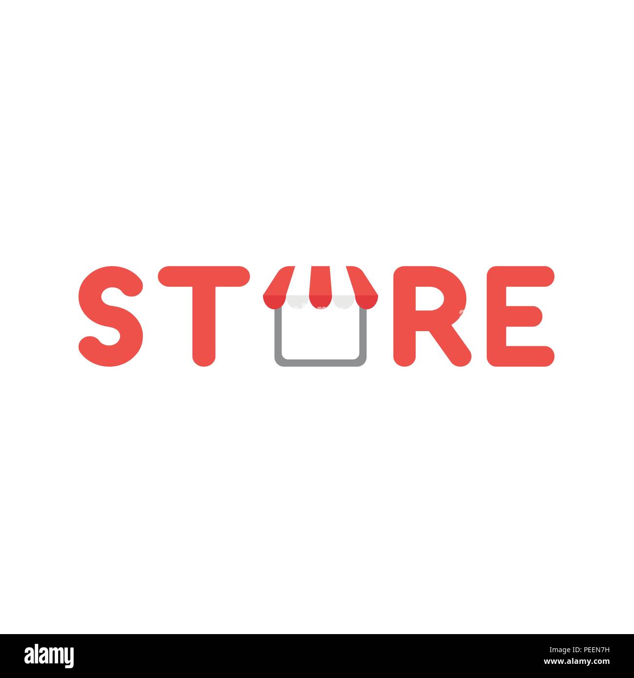 Modèle plat vector illustration concept de red store mot avec shop ...