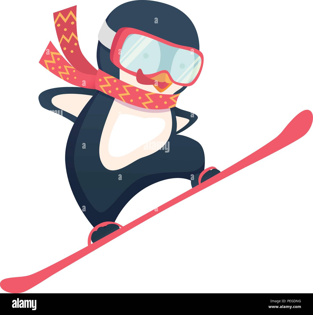 Penguin snowboarder à sauter. Penguin cartoon vector illustration Image ...