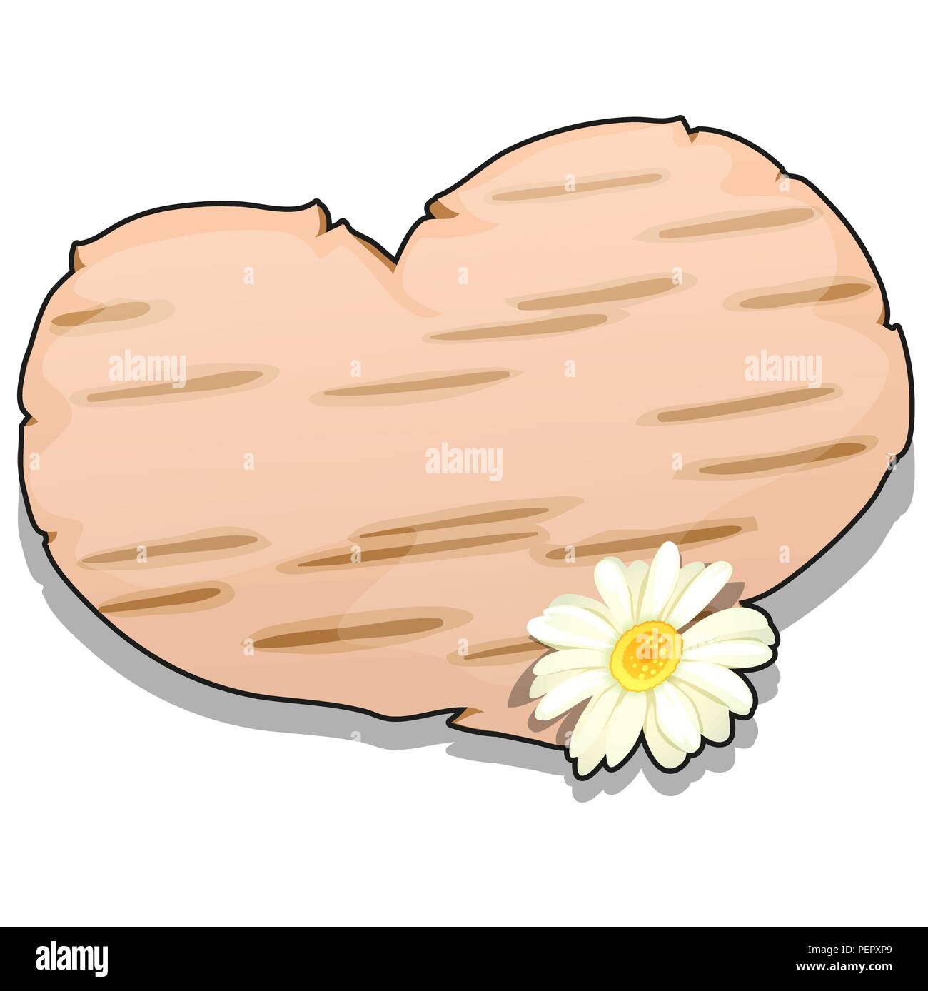 Coeur de l'écorce de bouleau décoré de la fleur de trèfle isolé sur ...