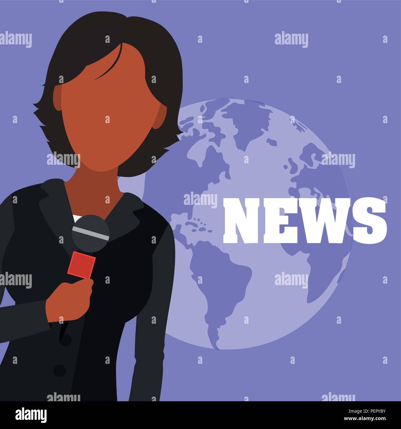 Woman Journalist Illustration Banque d'images vectorielles - Alamy