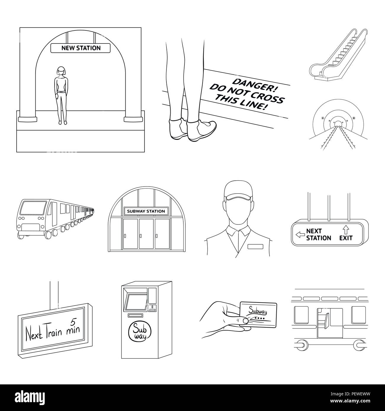 Les grandes lignes de métro, métro icônes de collection set design pour ...