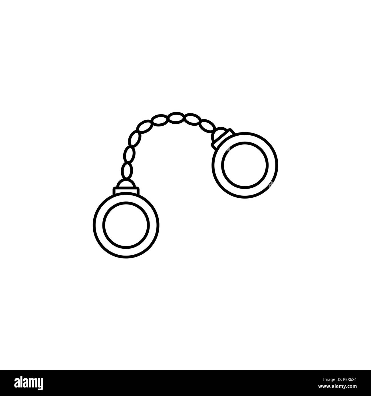 L'icône de la ligne de menottes. vector illustration noir sur fond ...