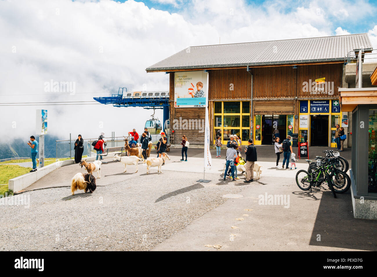 Grindelwald, Suisse - le 21 août 2016 : premier téléphérique station ...