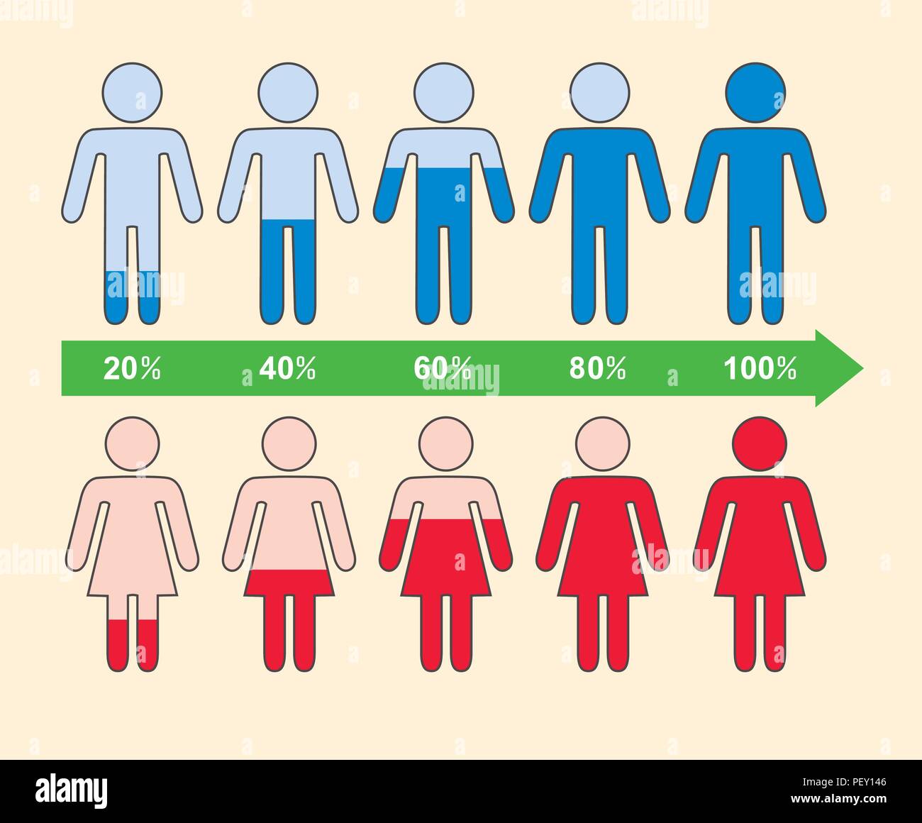 Pourcentage d'infographie vecteur graphique avec des symboles de ...