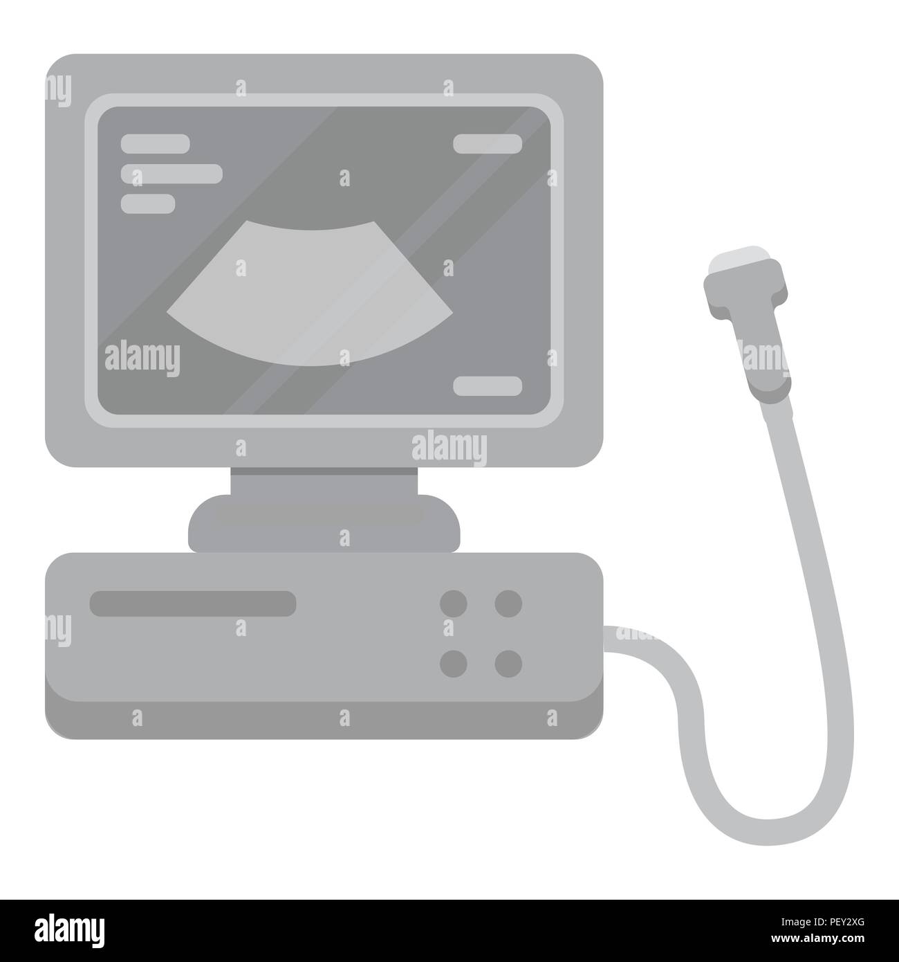 L'icône de diagnostic échographique dans le style monochrome isolé sur fond blanc. Vector ...
