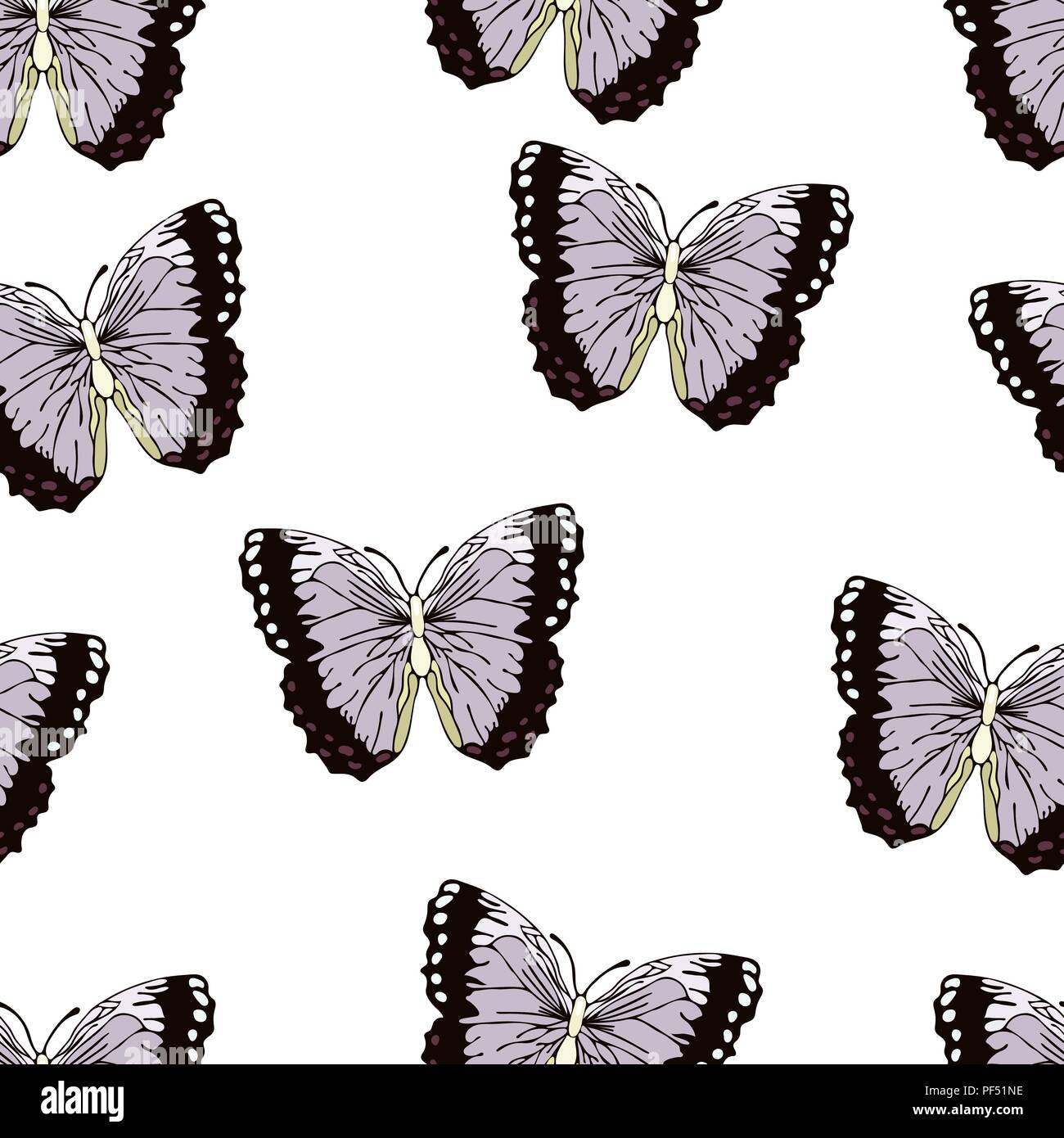 Dessin animé papillon motif transparent, vector background. L ...
