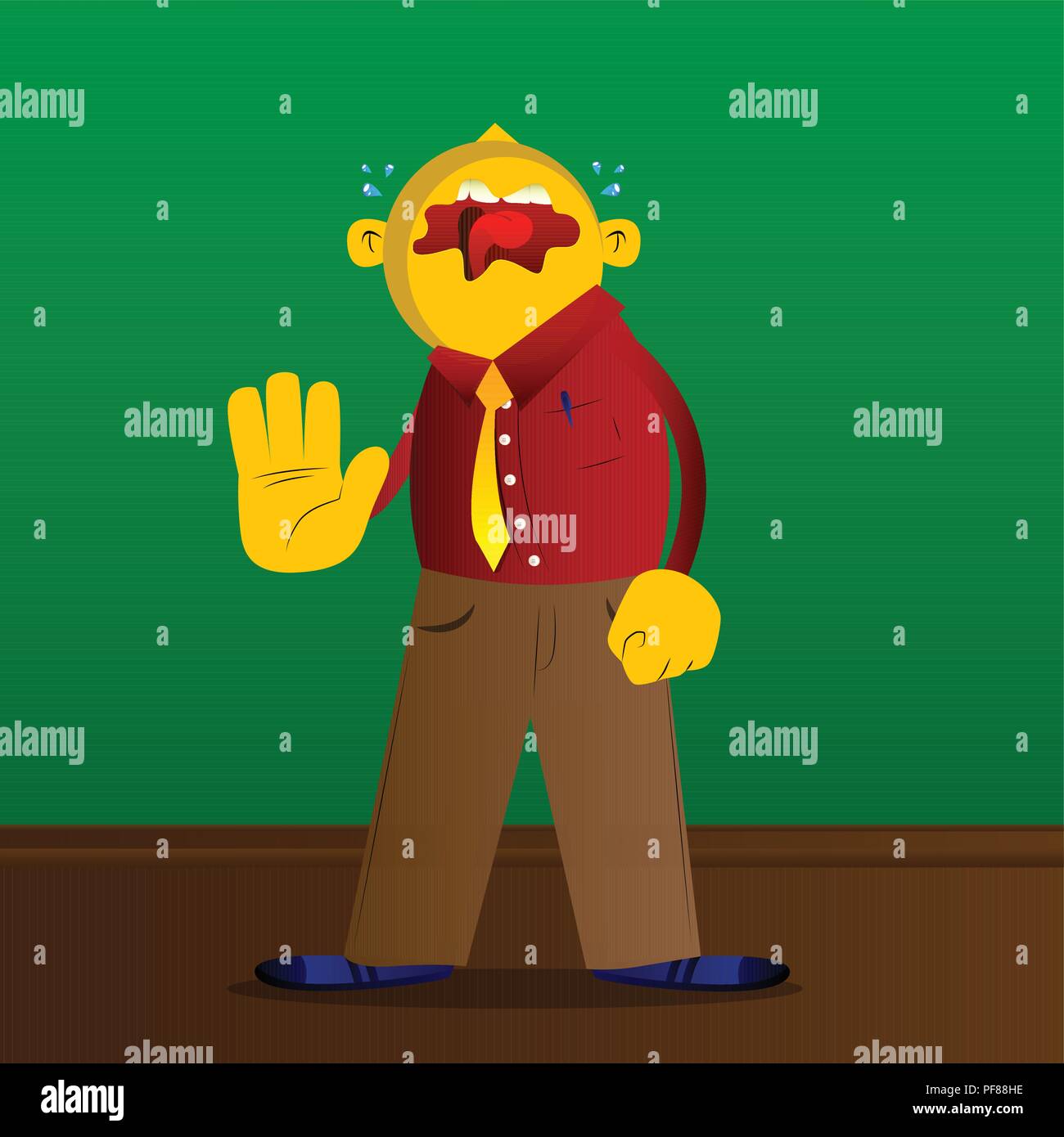 Yellow man montrant nier ou refuser de geste de la main. Cartoon Vector ...