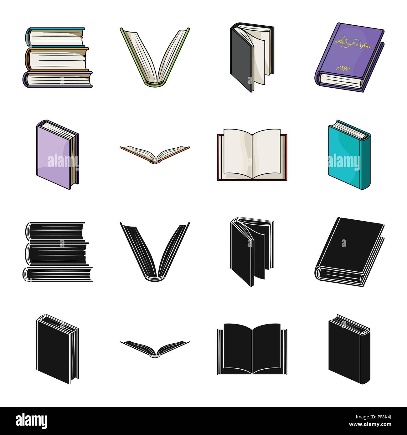 Différents types de livres. Livres collection set icônes dans black ...